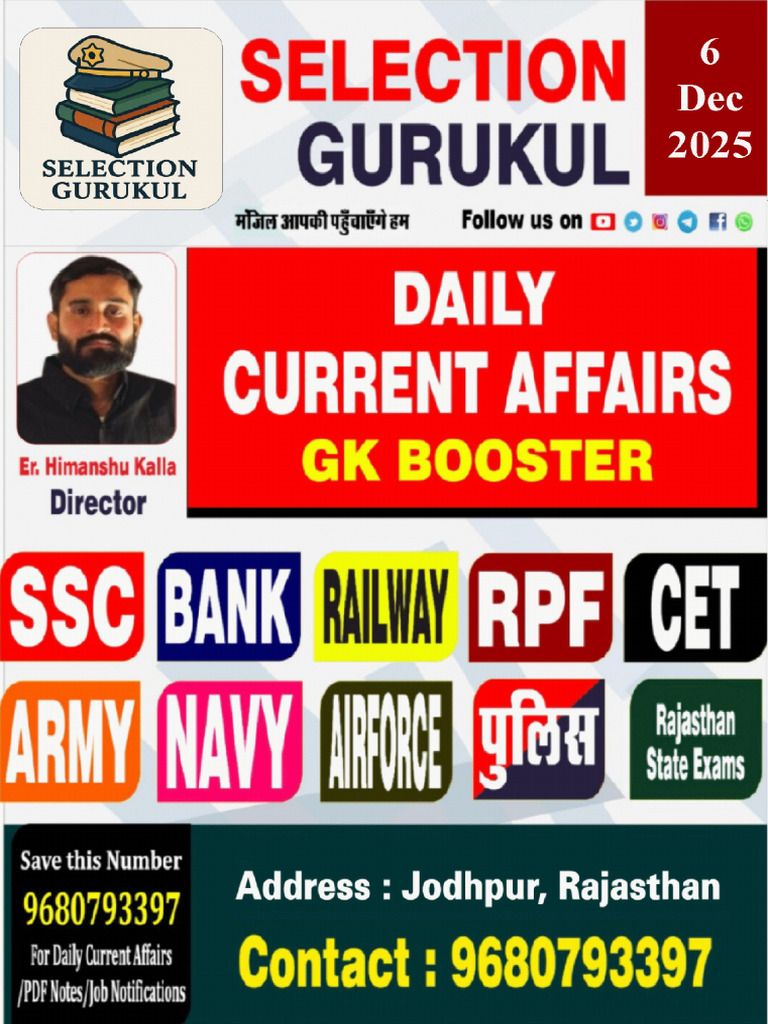 6 December 2025 Current Affairs SLSJ | PDF