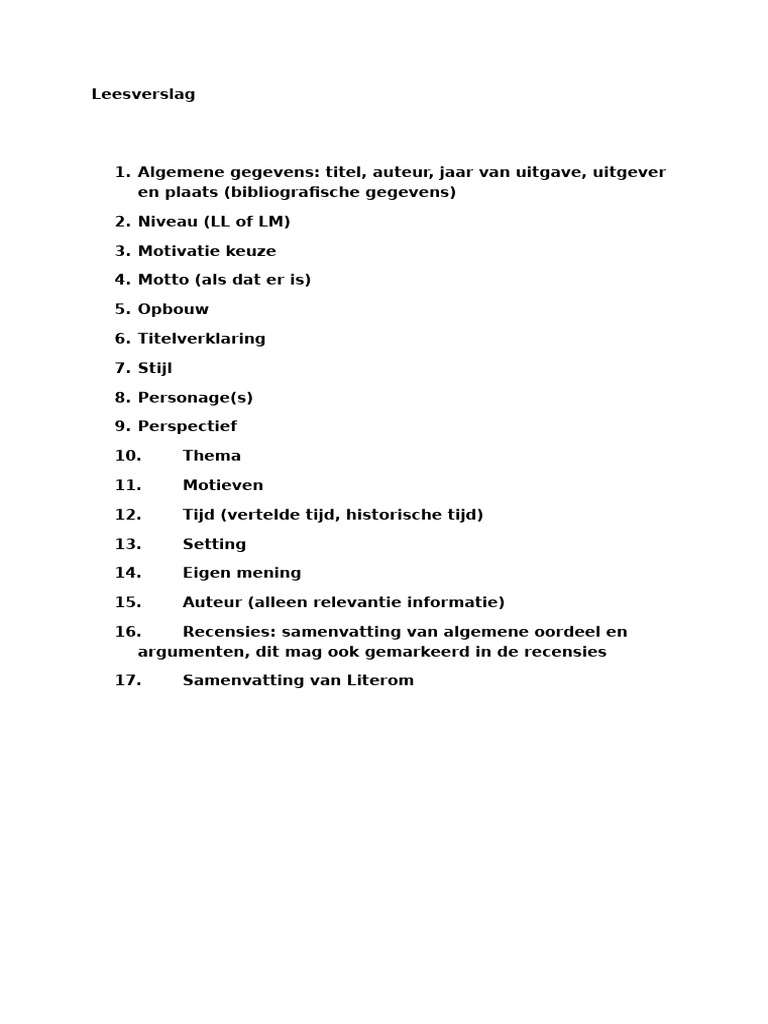 Leesverslag Format | PDF