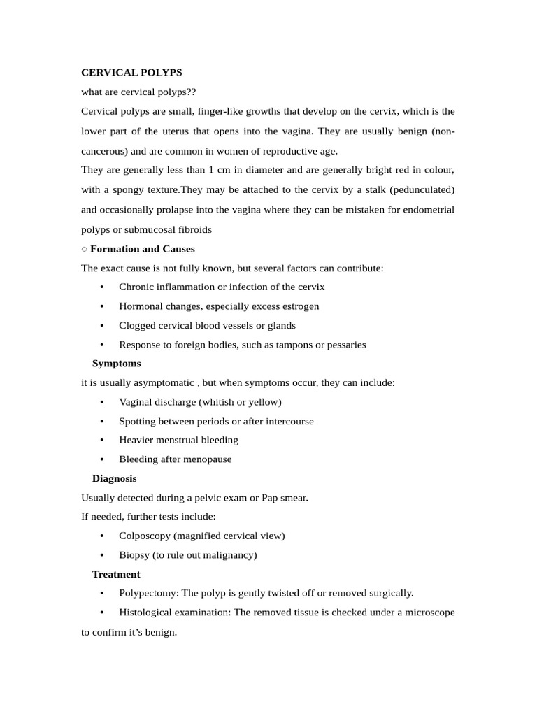 Understanding Cervical Polyps and Menstruation | PDF | Menstrual Cycle ...