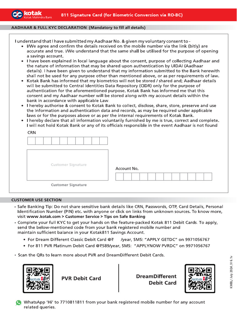 MITC Form 811 Signature Card | PDF