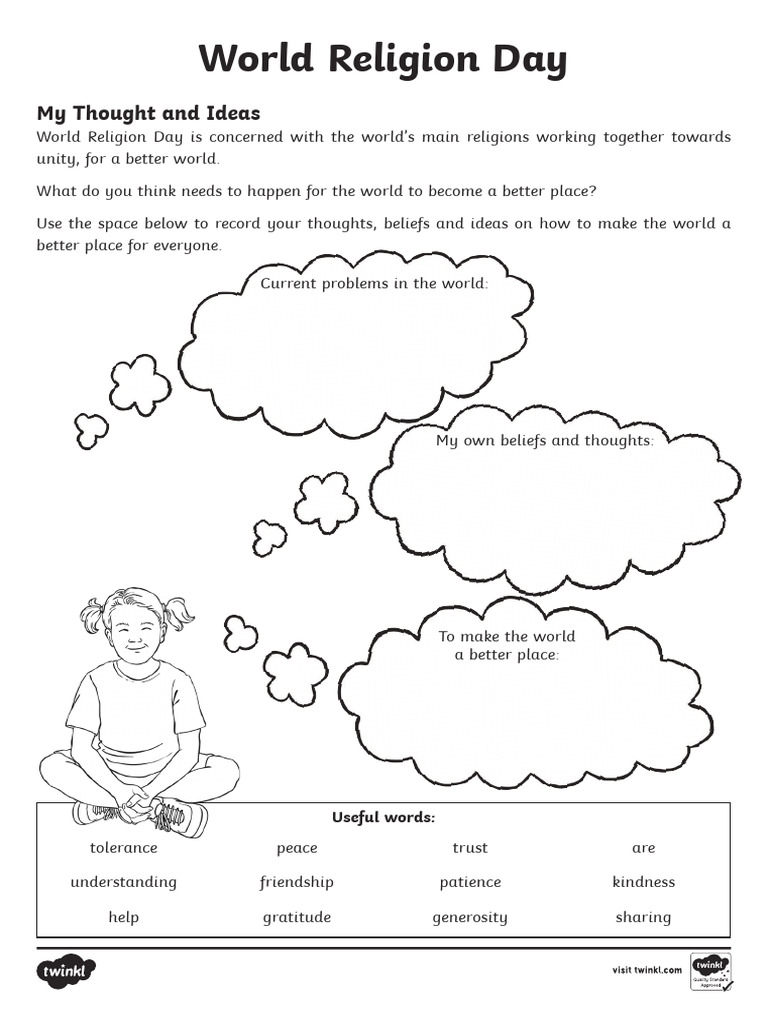 Re Ks2 World Religion Day 15th Jan My Thoughts and Ideas Activity Sheet ...