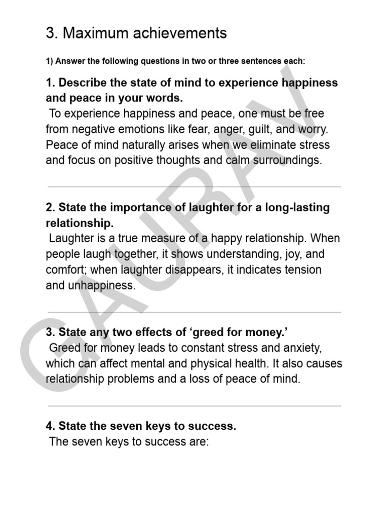 Keys to Happiness and Success Explained | PDF | Happiness | Mind