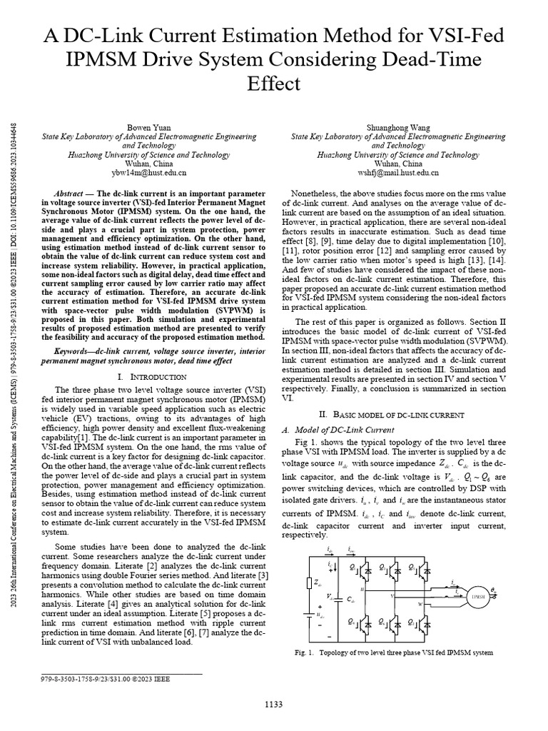 DC-Link Current Estimation for VSI-IPMSM | PDF | Power Inverter ...