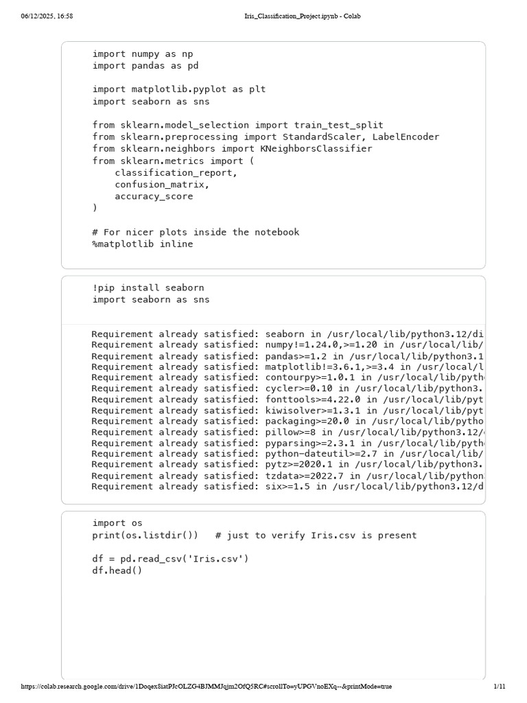 Iris Classification Project.ipynb - Colab | PDF | Statistical Data ...
