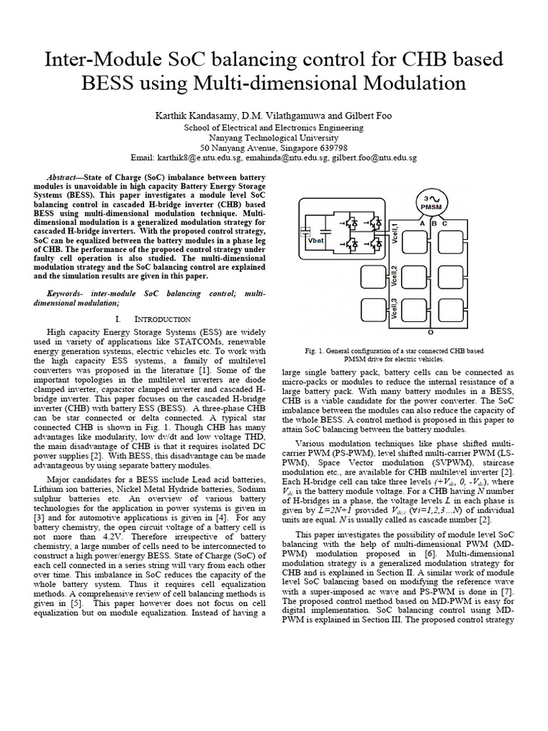 Inter-module SoC Balancing Control for CHB Based BESS Using Multi ...