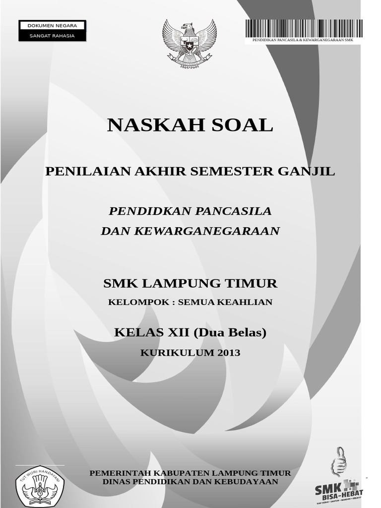 3. Soal Kelas Xii Pas Ppkn Smk 2021 | PDF