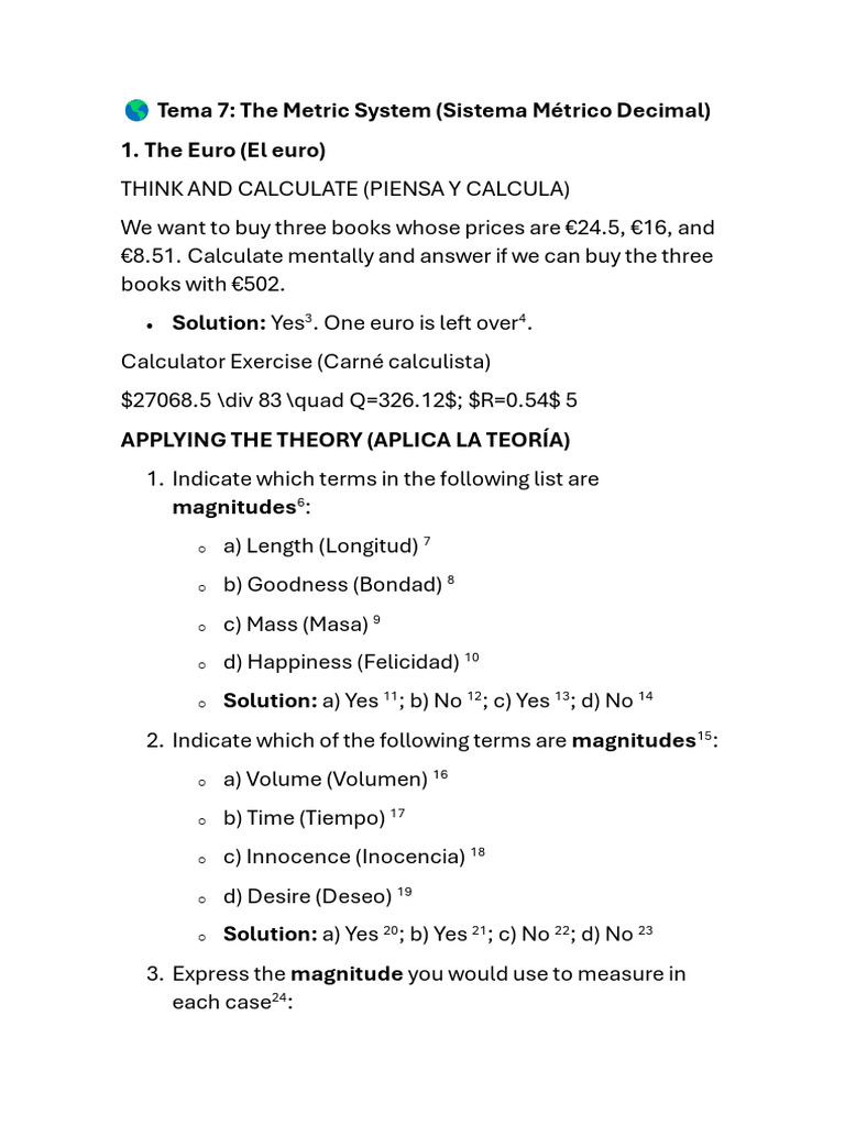 The Metric System Sistema Métrico Decimal | PDF | Quantity | Units Of ...