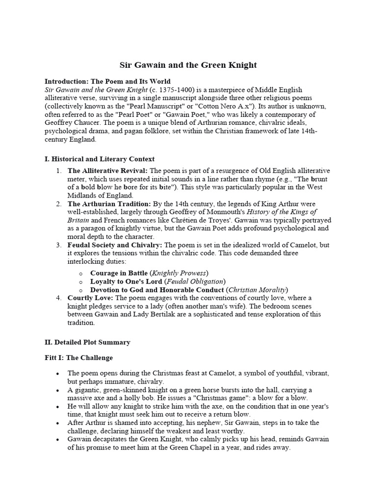 Analysis of Sir Gawain and the Green Knight | PDF