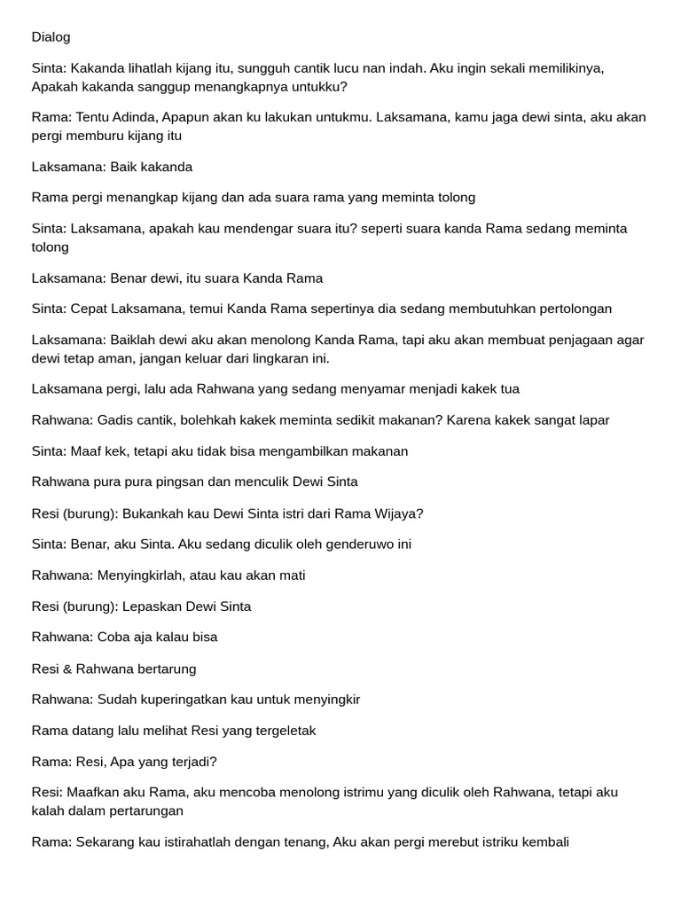 Rama Berjuang Selamatkan Sinta dari Rahwana | PDF
