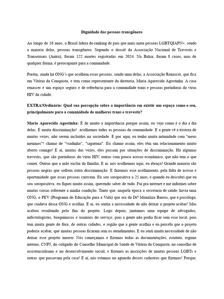 Entrevista - Equipe Igor Santos | PDF | Transgênero | Estudos LGBTQIA+