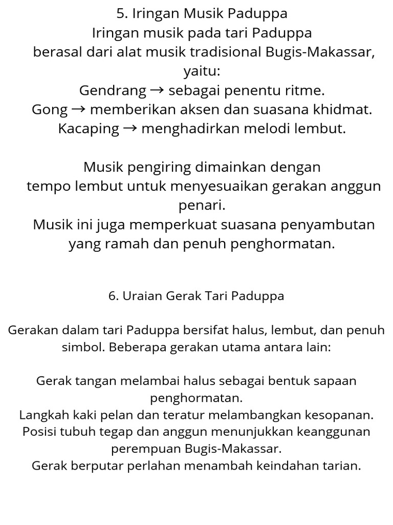 5. Iringan Musik Paduppa Iringan Musik Pada Tari Paduppa Berasal Dari ...