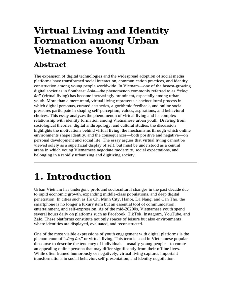Virtual Living and Identity in Urban Vietnam | PDF | Identity (Social ...