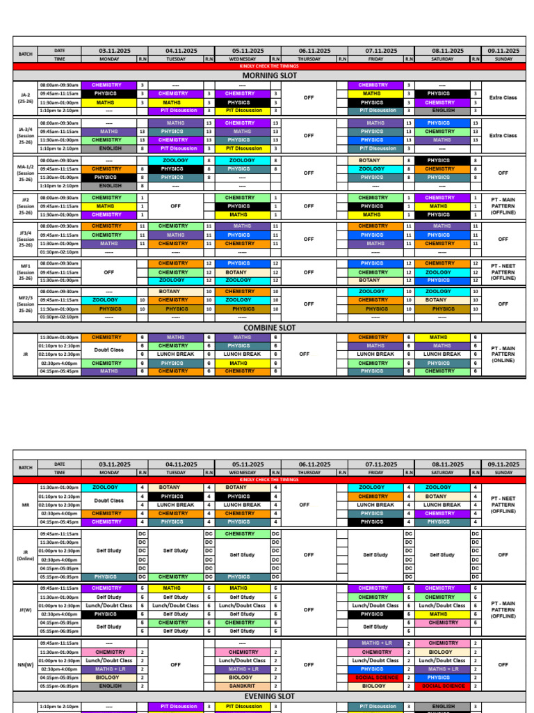 Time Table Format -03112025 | PDF