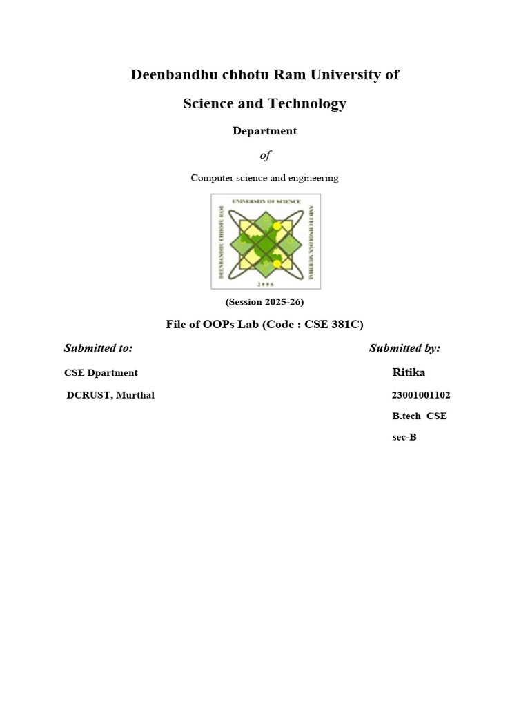 Oops Practical File Ritu | PDF | Namespace | Software Development