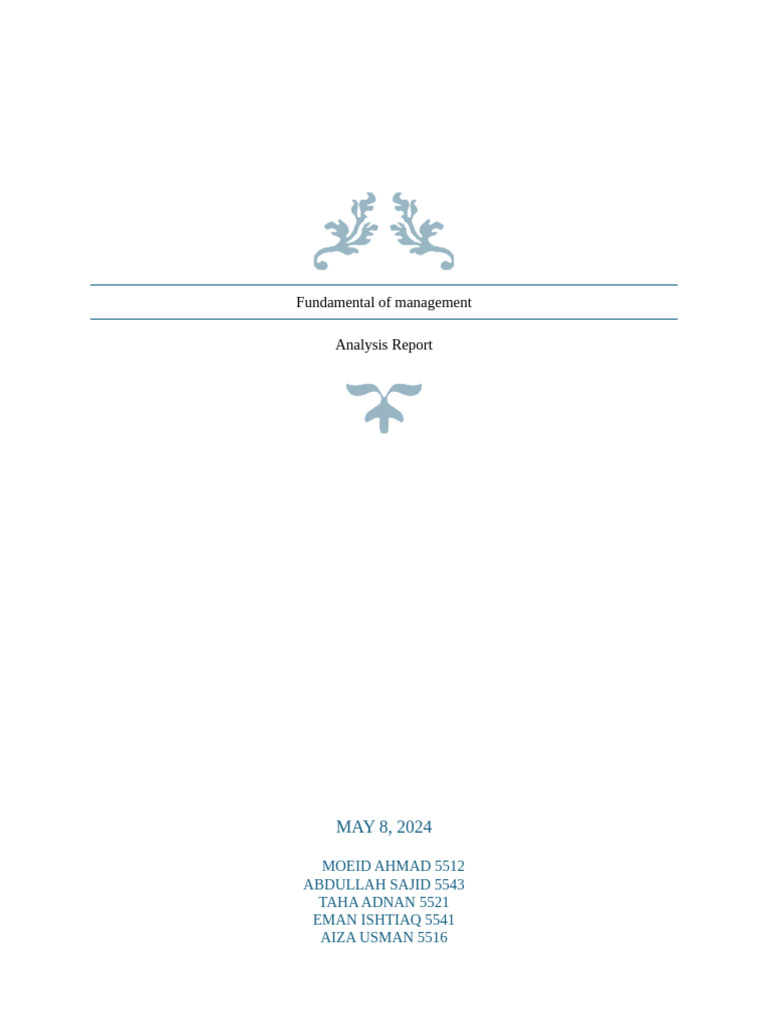 Fundamental of Management Report | PDF | Leadership | Cakes