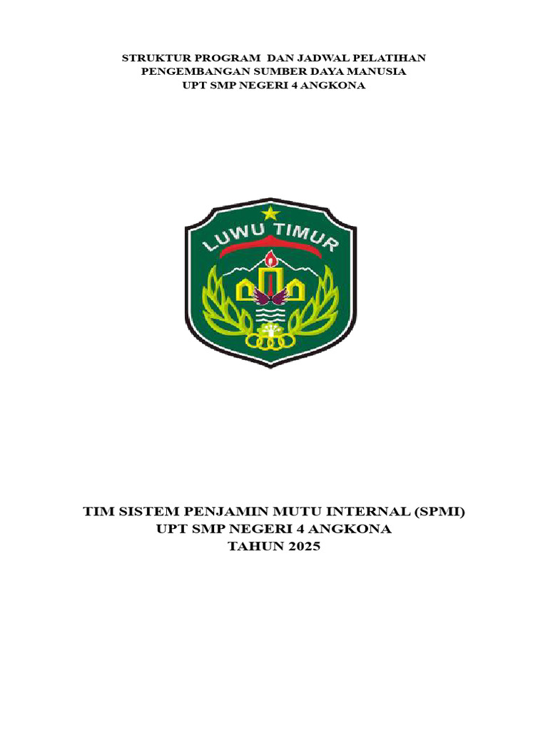 Jadwal Pelatihan SDM UPT SMPN 4 Angkona | PDF