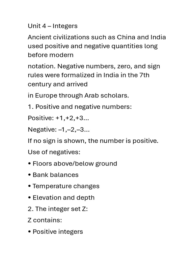 Unit 4 Integers y Su Traduccion Al Español | PDF | Numbers | Prime Number