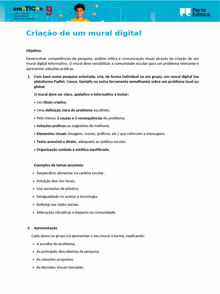 Mural Digital: Sensibilização Escolar | PDF