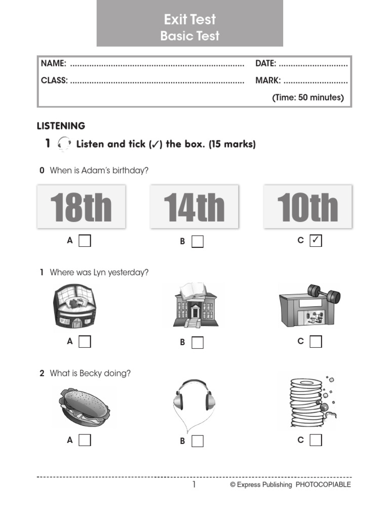 Basic Listening and Vocabulary Test | PDF