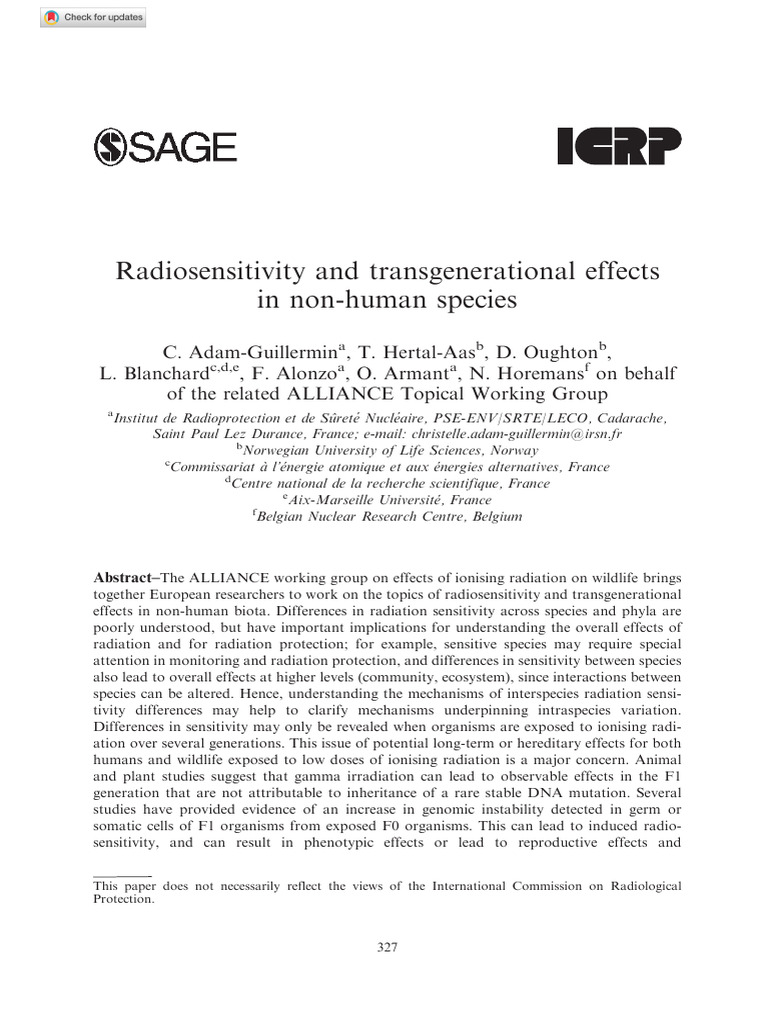 Radiosensitivity and Transgenerational Effects | PDF | Dna Repair ...