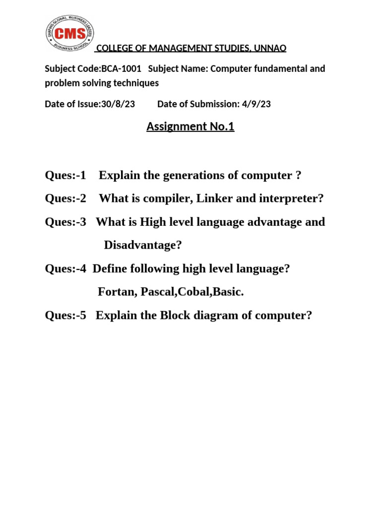 Computer Fundamental Assignment | PDF | Operating System | Software