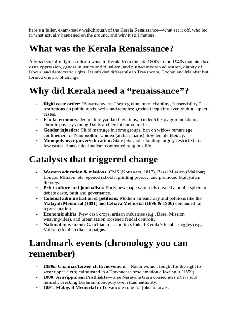 history chapter 1 open course kerala rennaissance | PDF | Kerala
