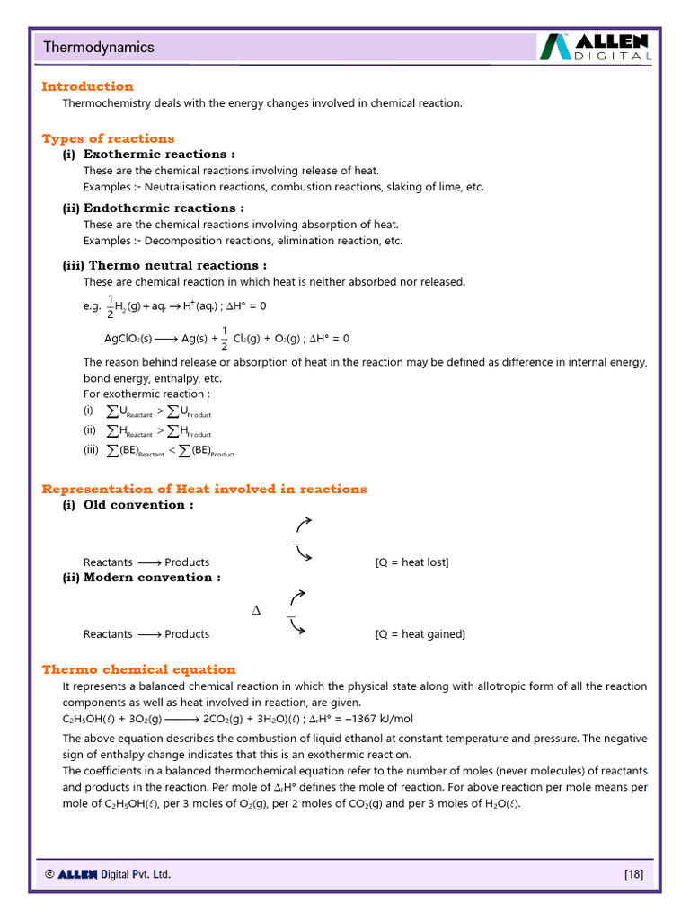 Thermochemistry: Heat in Chemical Reactions | PDF | Chemical Reactions ...