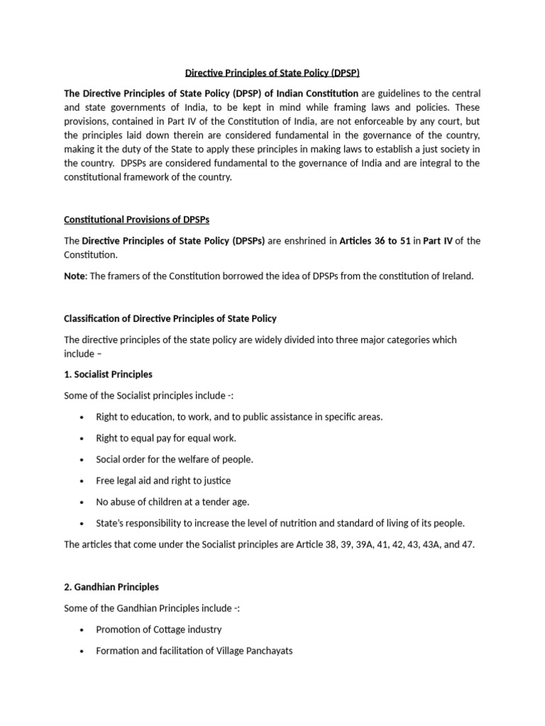Understanding Directive Principles of State Policy | PDF | Justice ...