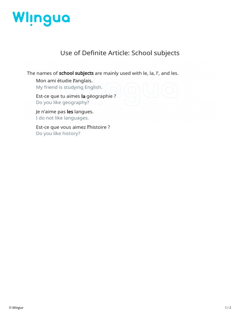051 Uses of The Definite Article | PDF