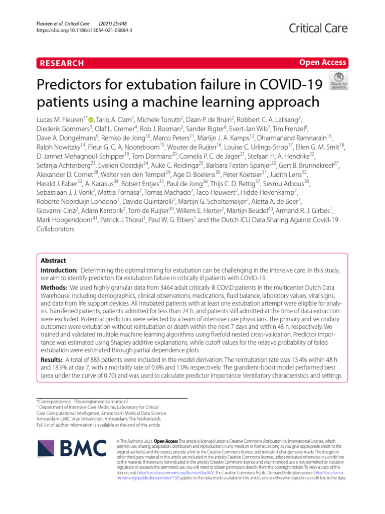 Predictors for Extubation Failure in COVID‑19 | PDF