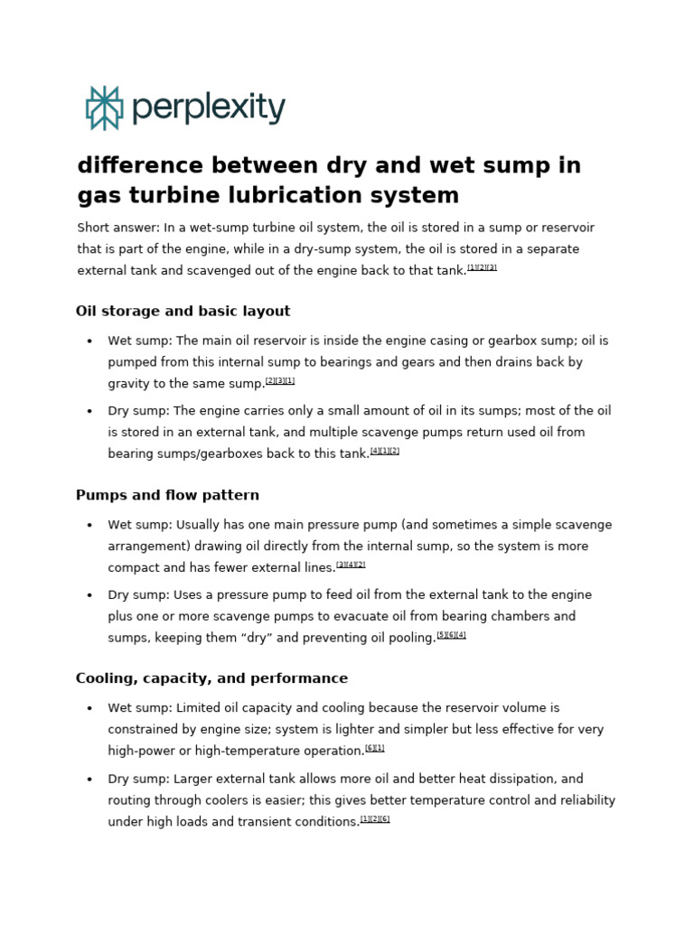 Dry vs Wet Sump Gas Turbine Lubrication | PDF | Pump | Energy Technology