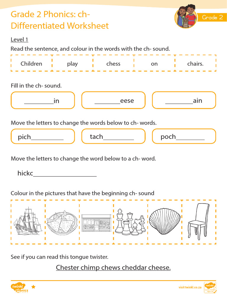 Grade 2 Phonics: ch- Sound Worksheet | PDF | Reading (Process ...