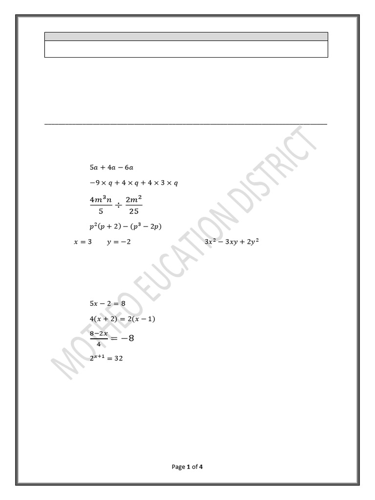 Grade 8 Mathematics Test Instructions | PDF | Discrete Mathematics ...