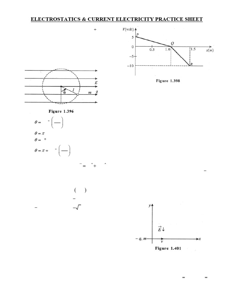 Electrostatics & Current Electricity Practice Sheet | PDF | Capacitor ...