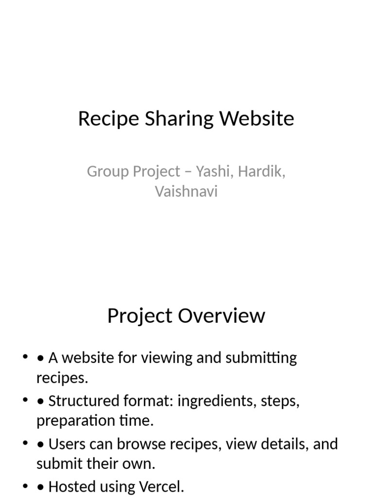 Recipe Sharing Project Presentation Updated | PDF