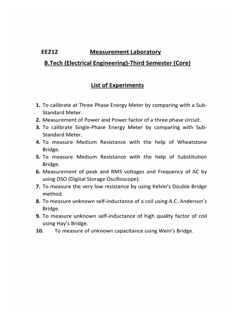 Measurement Laboratory Manual | PDF