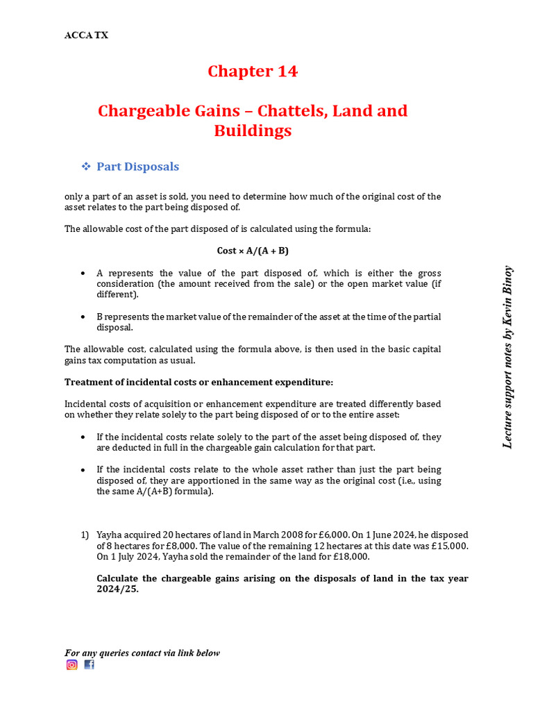Chargeable Gains: Land and Chattels Guide | PDF | Capital Gain ...