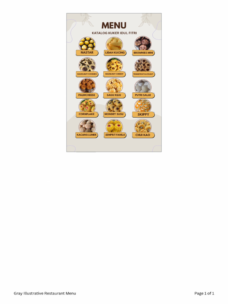 Gray Illustrative Restaurant Menu | PDF
