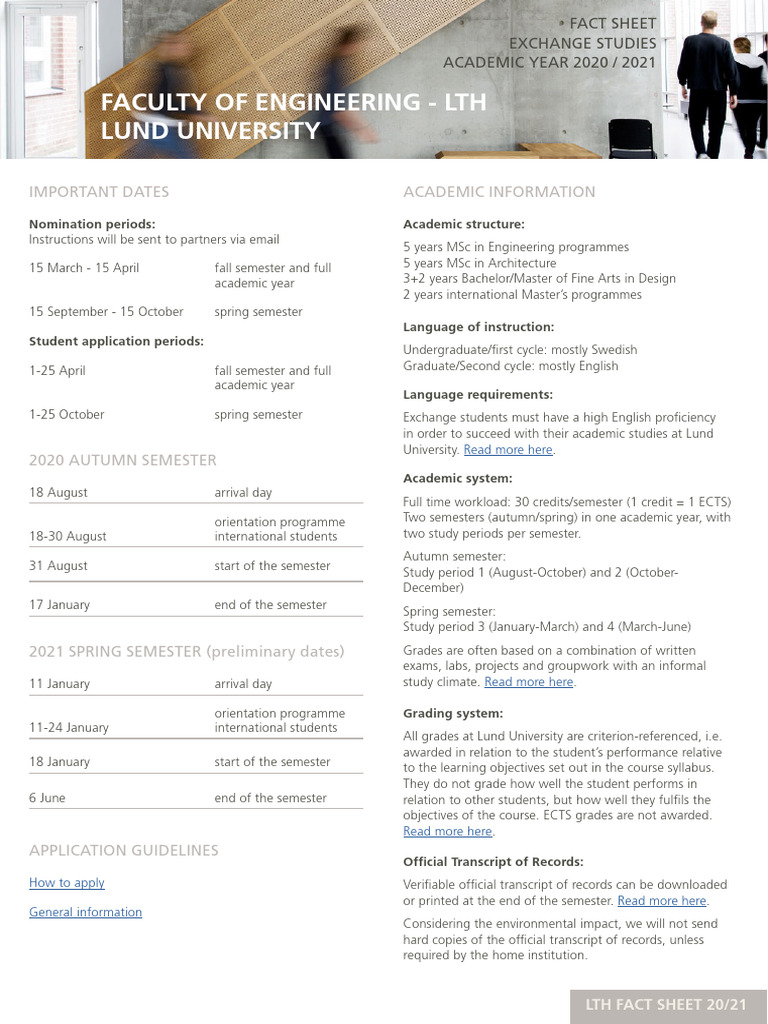 Lund University Exchange Program Dates | PDF | Master's Degree ...