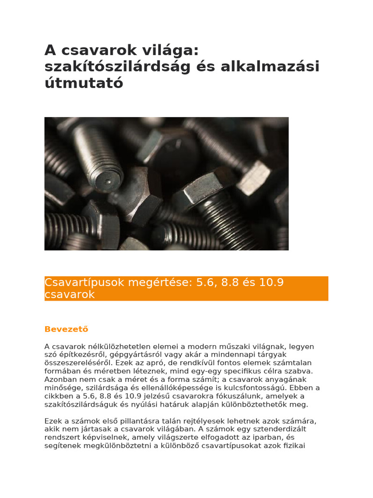 A Csavarok Világa | PDF