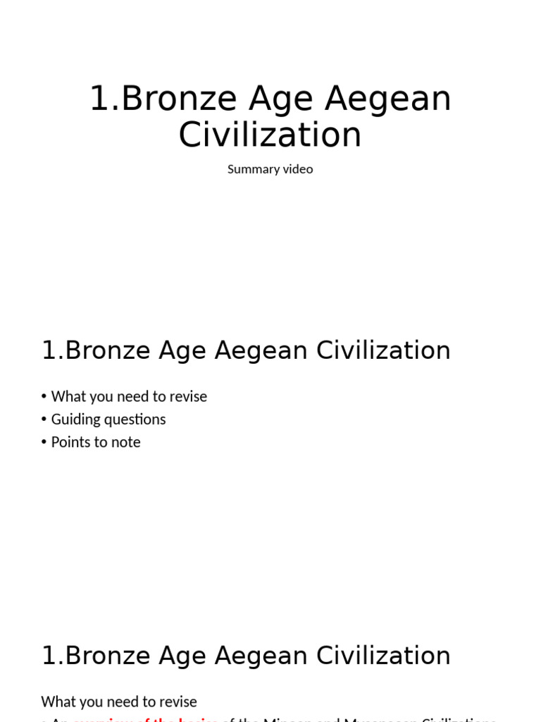 Bronze Age Aegean Civilization Overview | PDF