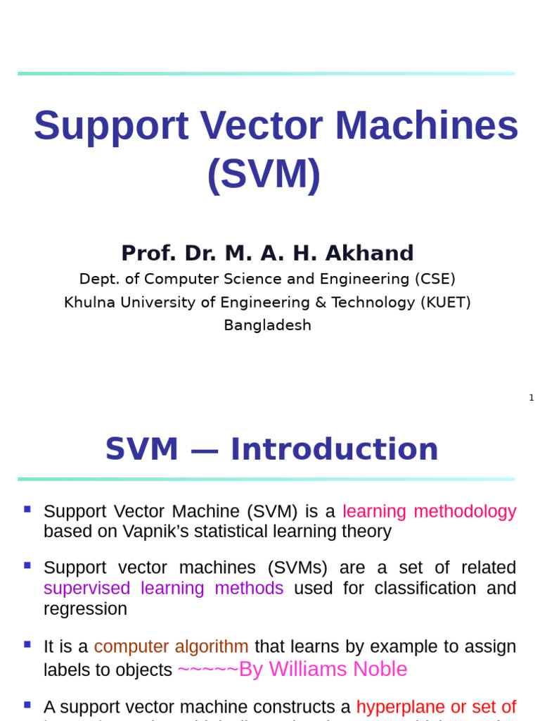 Introduction to Machine Learning Algorithms | PDF | Support Vector ...