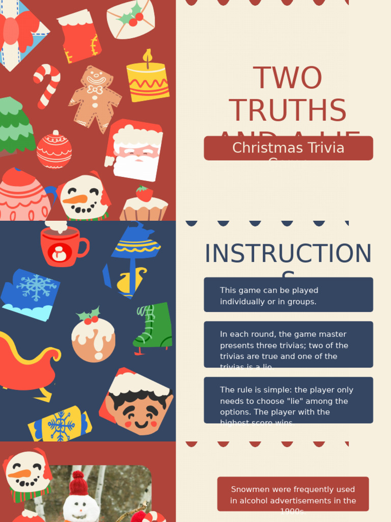 Christmas Trivia Game: Two Truths, One Lie | PDF | Gingerbread | Snow
