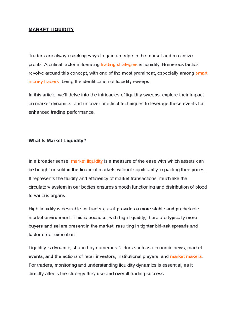 Liquidity | PDF | Market Maker | Market Liquidity