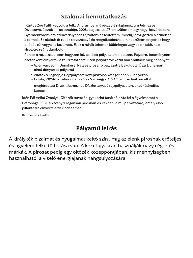 Azurit Elegáns Ruha Pályamű Leírás | PDF