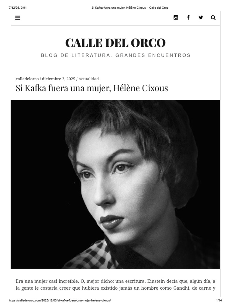 Si Kafka Fuera Una Mujer, Hélène Cixous - Calle Del Orco | PDF | Franz ...