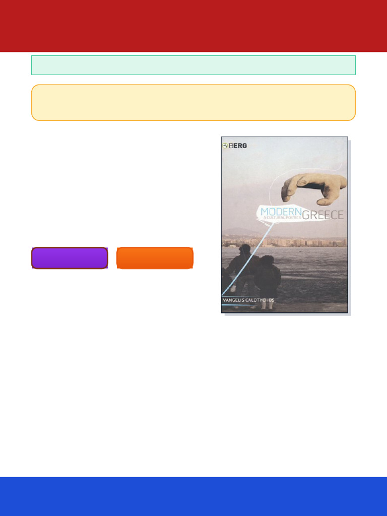 Modern Greece A Cultural Poetics First Edition Vangelis Calotychos ...