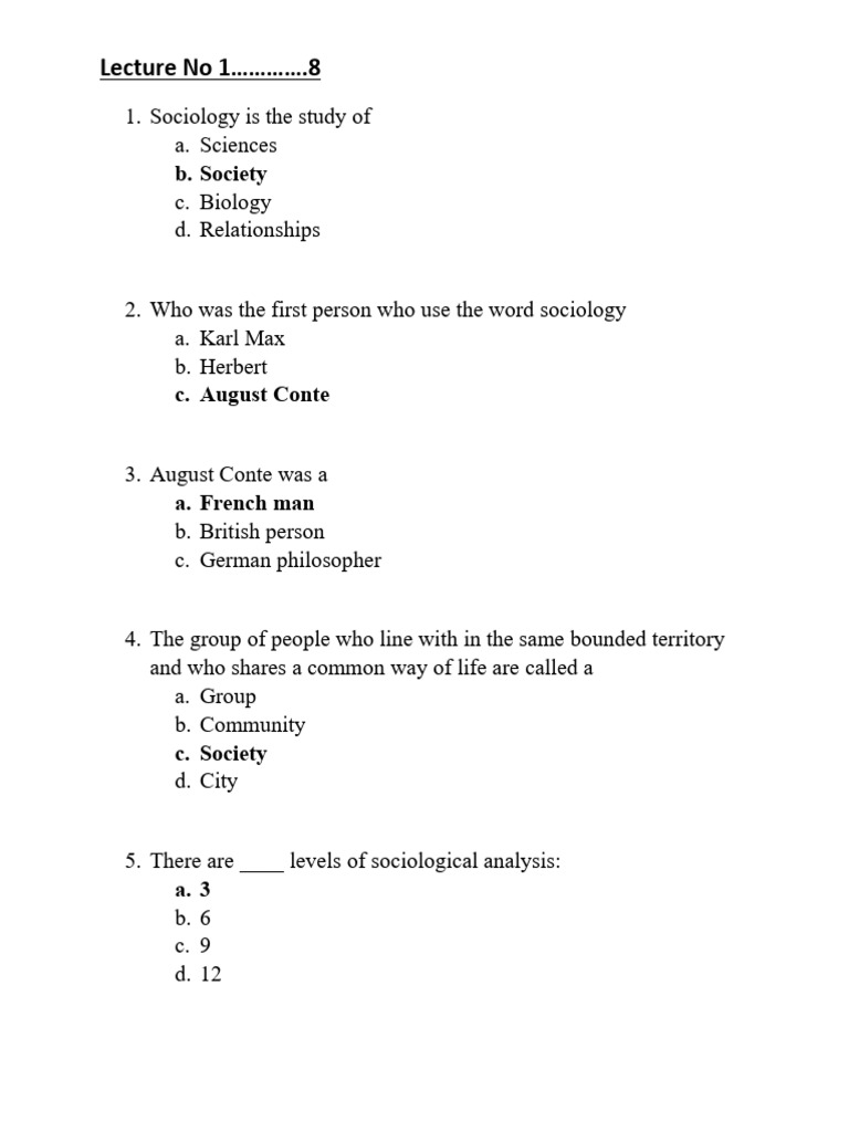 Lecture No 1 To 8 Sociology Pdf Sociology Liberal Arts Education