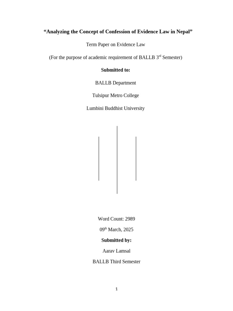 3rd Sem Term Paper Evidence Law | PDF | Confession (Law) | Crimes