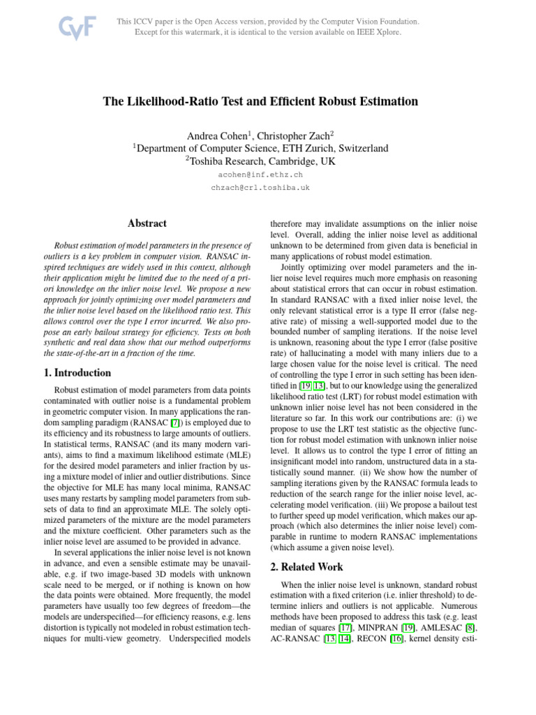Andrea Cohen, Christopher Zach - The Likelihood-Ratio Test and ...
